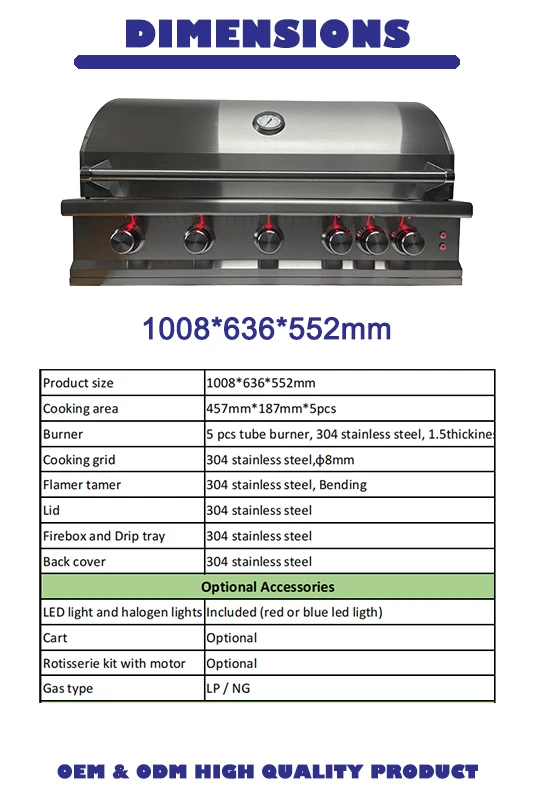 Gs03 Outdoor Grill Table Stainless Steel Gas Barbecue Built In Gas Bbq ...