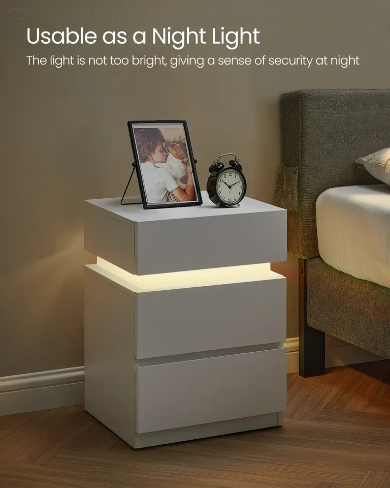 Wholesale Sofa Side Table With 3 Drawers Smart Lighted Bedside Table ...
