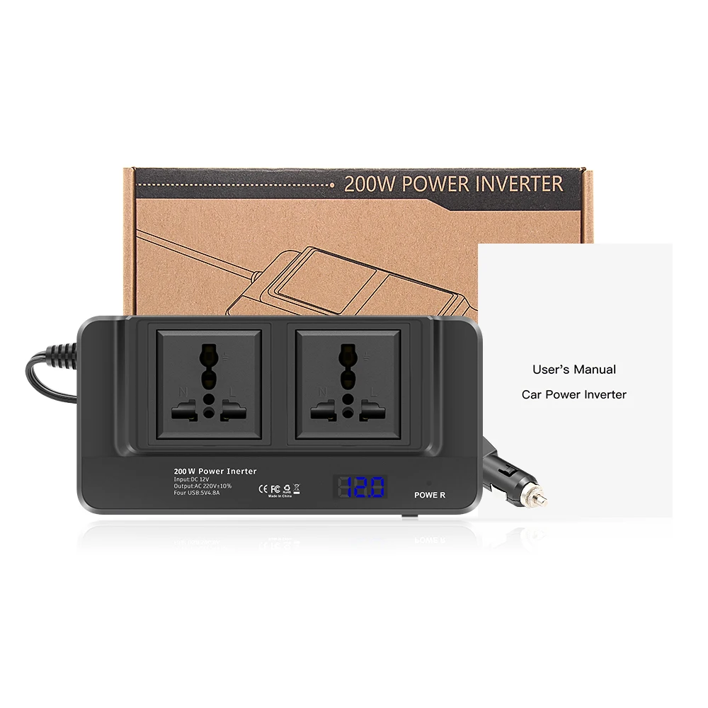 Universal Sockets 2 AC Outlet 4USB Ports Modified Sine Wave 200W Power ...