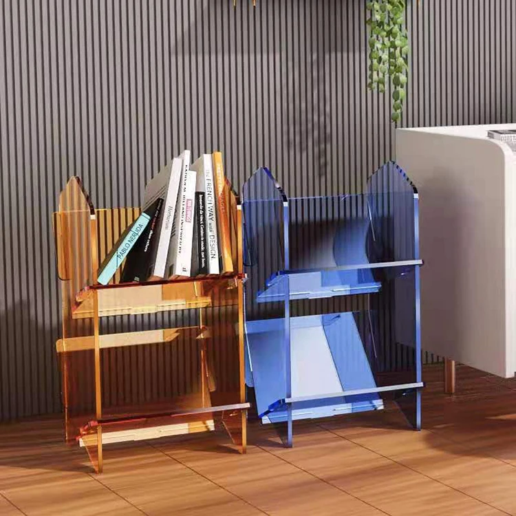 Acrylic Bookshelf Storage Rack Decoration Desk Shelves Creative ...