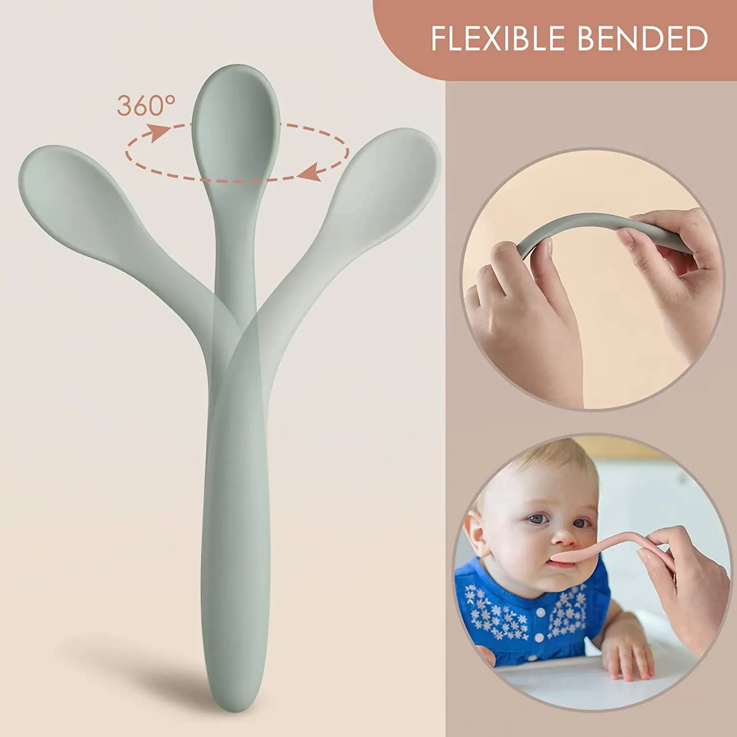 Wholesale Bpa Free Food Grade Soft Toddler Silicone Soft Training Spoon Silicone Baby Fork And ...
