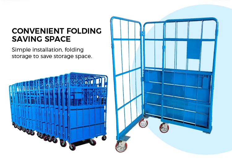 Warehouse Metal Cargo Storage Roll Container Three Sided Open Front ...