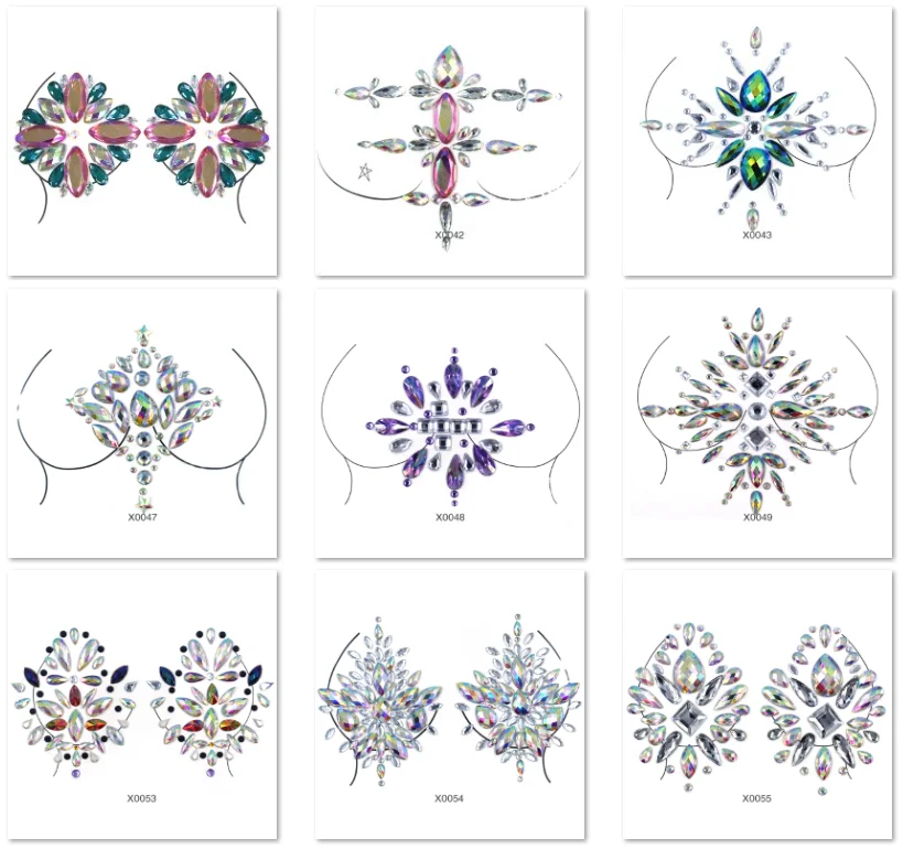 Rhinestone Body Jewelry Sticker Breast Jewels Tattoo Crystal Chest ...