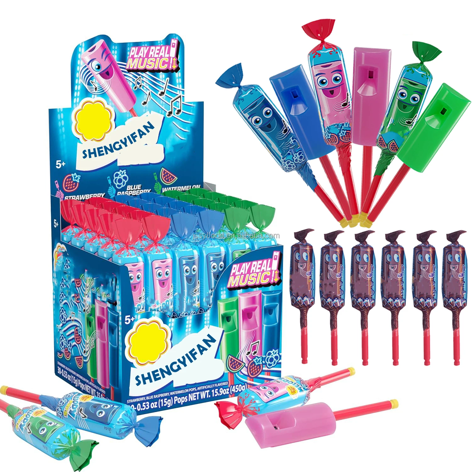 Halal Candy Whistle Shape - Enjoy Fruit Flavored Lollipops