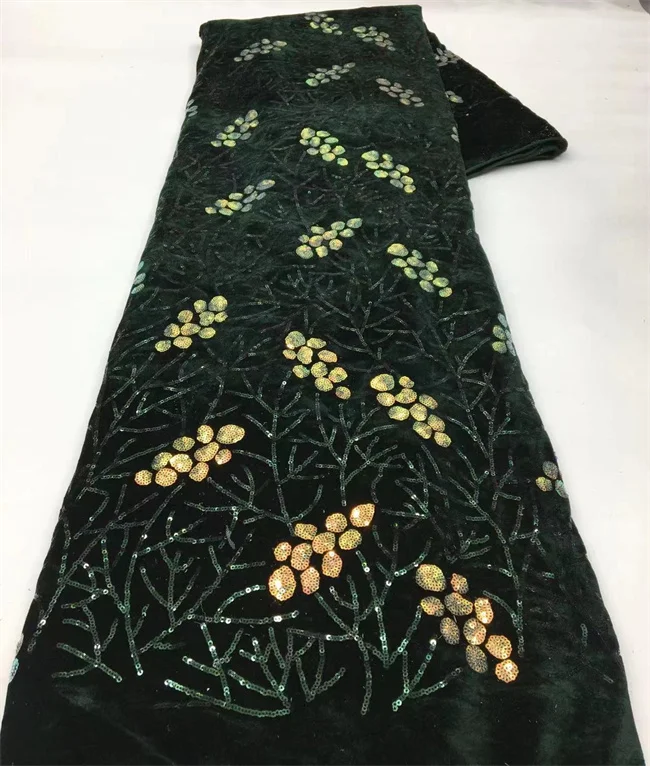 2022 Latest African Flocking Velvet Sequins French Lace Sequence Fabric ...