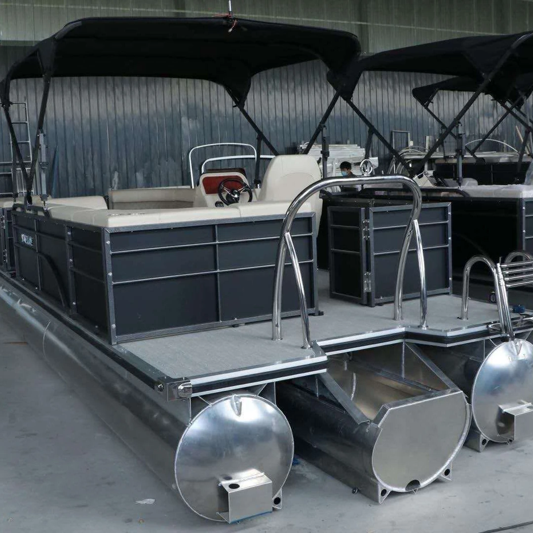 Fishing Pontoon Boat With Live Bait Tank 4.6m 15ft Aluminum Recreation ...
