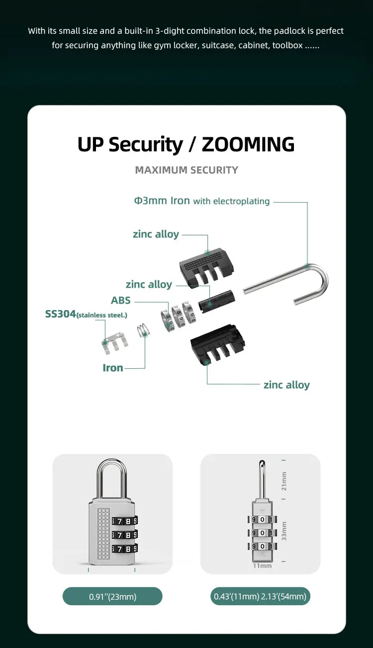 Heavy Duty 3 Digit Combination Lock - Secure Your Locker