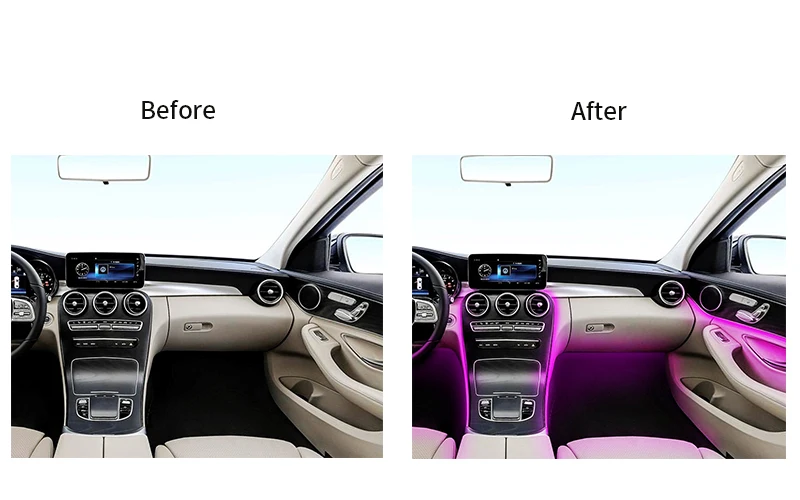 Car Interior Led Lights Ambient Light 12 64 Colors For Mercedes Benz ...