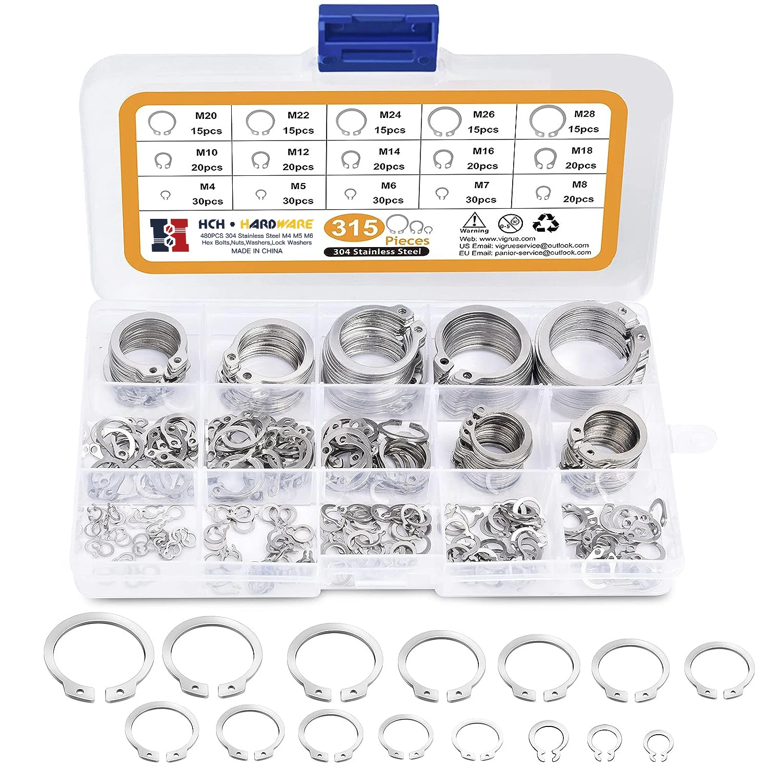 480 PCS Bolts and Nuts and Washers Fasteners Kit Metric Hex Nuts and ...