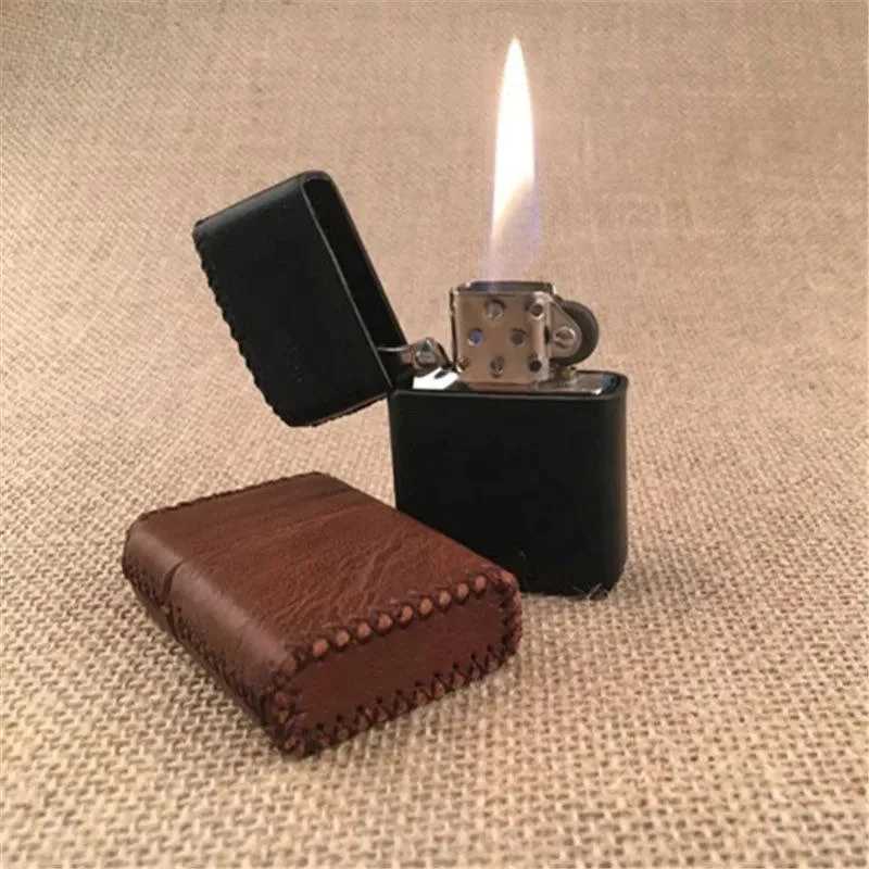 Factory wholesale kerosene oil lighter vintage cigarette case leather ...