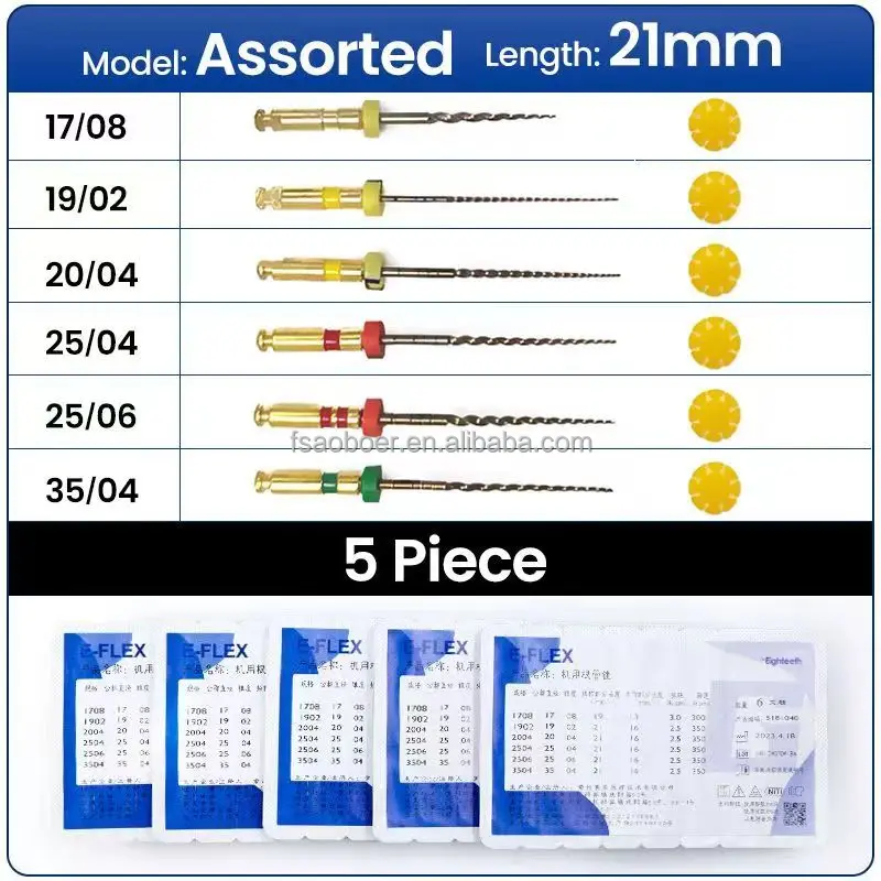 Dental/ 6PCS Endo Files E-FLEX Gold Dental Root Canal Files Heat ...