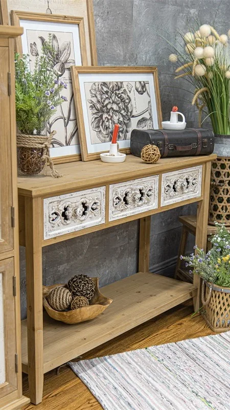 Innova European French Style Entryway Living Room Decor White Washed ...