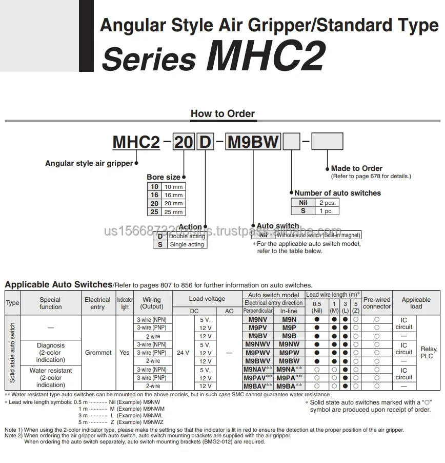 SM-C MHC2-10D SMC Pneumatic Finger Cylinder Angular Style Air Gripper ...