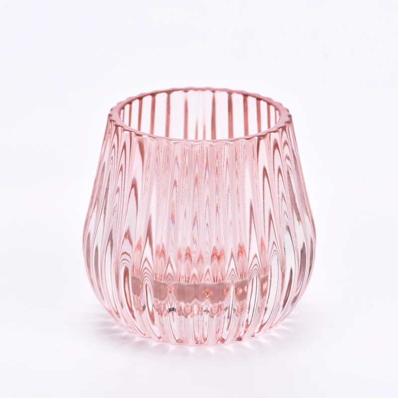 Newly transparent pink color on vertical line 150ml glass candle holder ...