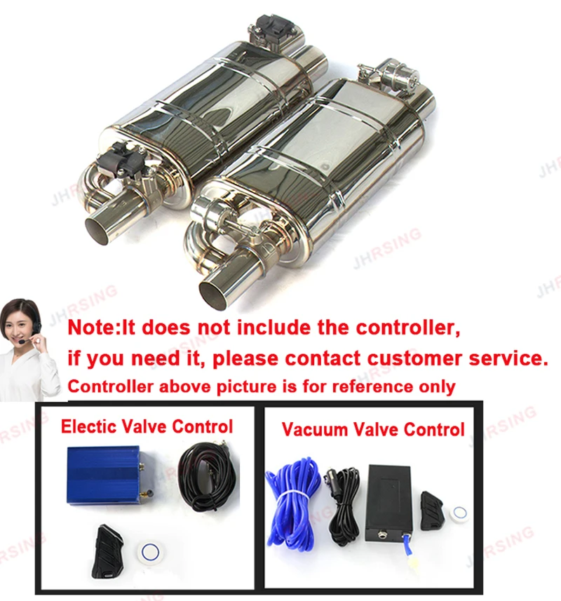 Universal Exhaust Double Cutout Valve Muffler Stainless Steel Vacuum or ...