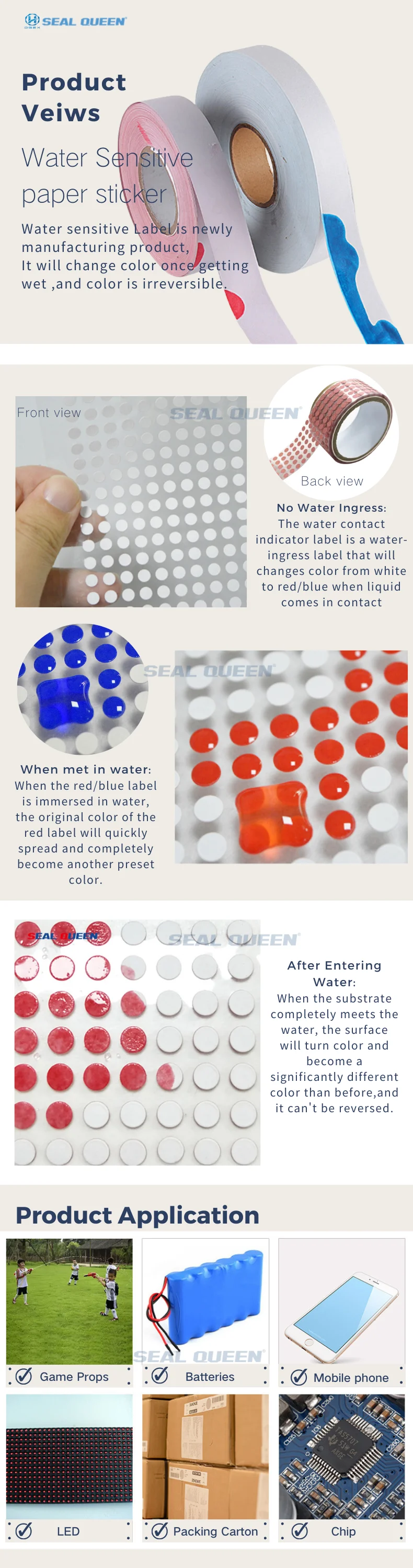 Water Sensitive Irreversible Warranty Paper Sticker