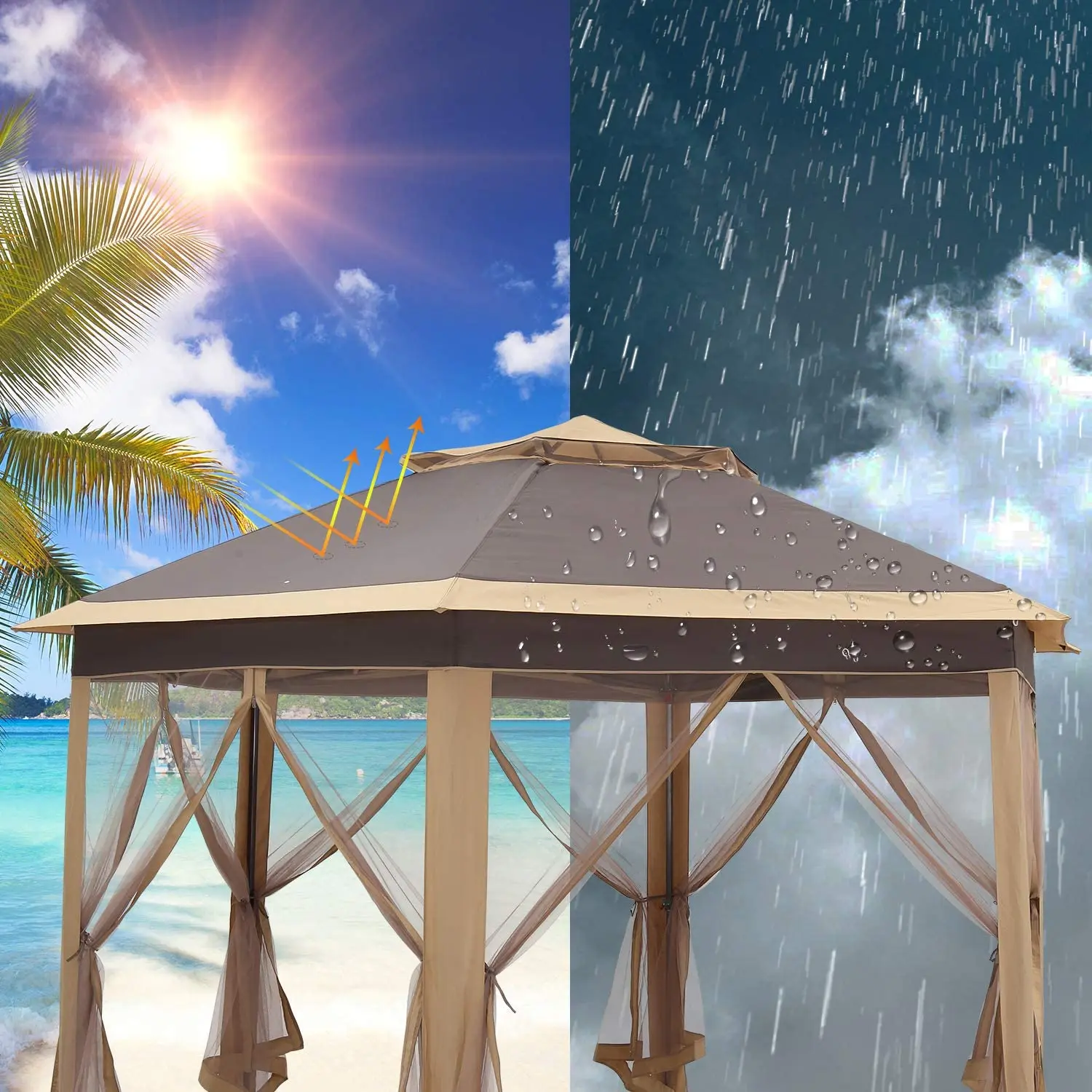 Hexagonal Gazebo Steel Sale Bracket Cover Tent Canopies 1.8x1.8x1.8 ...