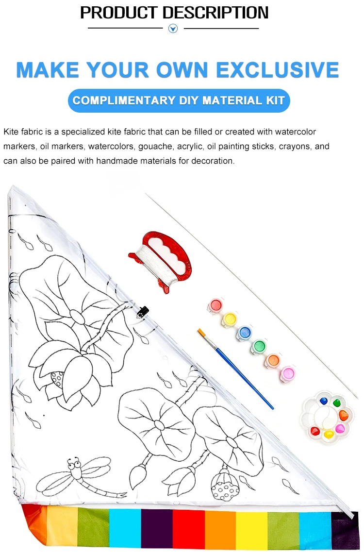 Kids Coloring Kit White Diy Blank Painting Kite For Kids - Buy Kites ...