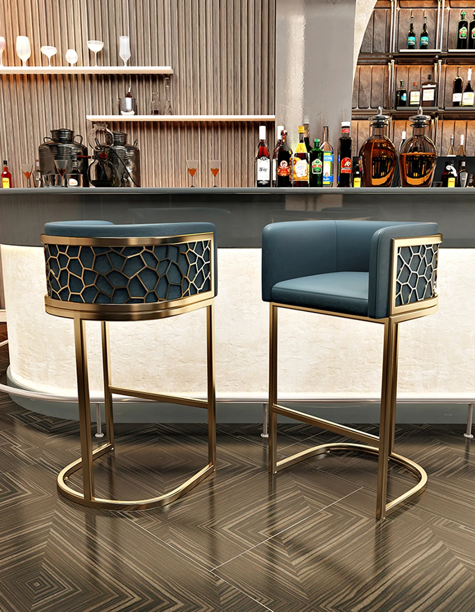 Modern Luxury Honeycomb Bar Stool High Chair in Gold Metal - Perfect ...