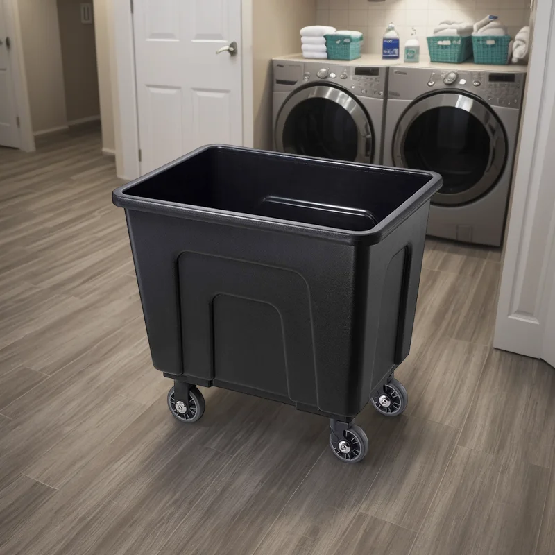 335L/88.5 Gallon Commercial Cube Trolley Cart Black Gray Coffee Plastic ...