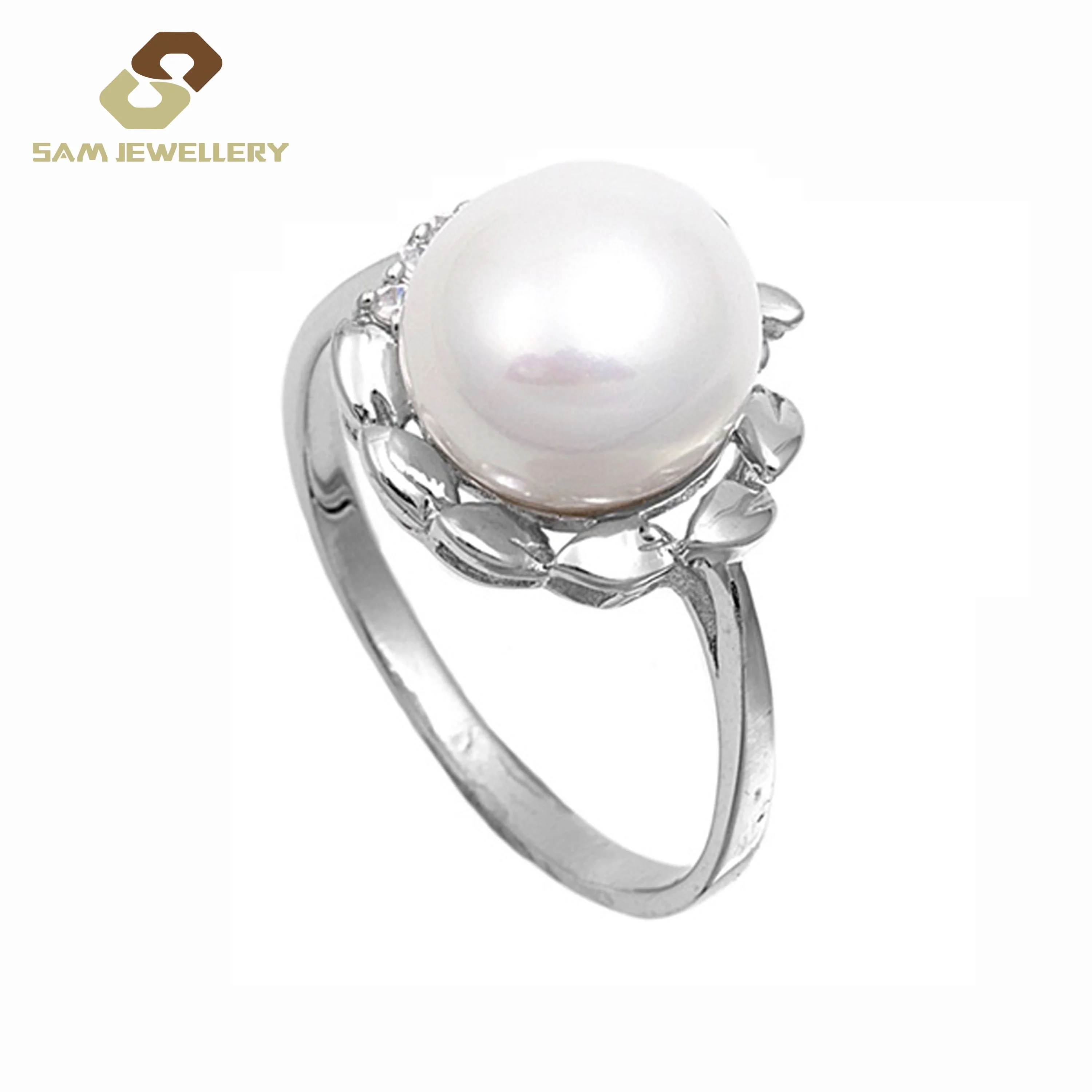 Halo Cultured Fresh Water White Pearl Silver 925 Pearl Ring - Buy Pearl Rings,Silver Pearl Ring ...