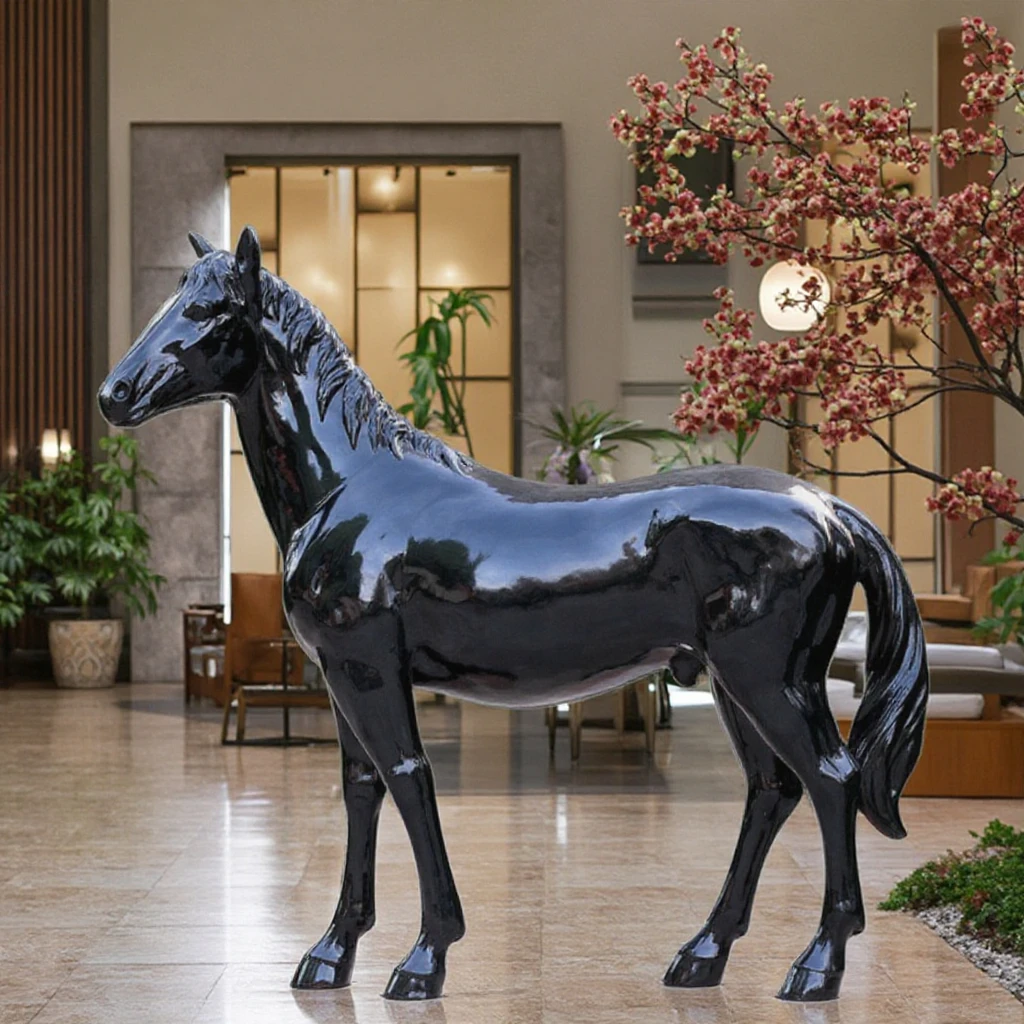 Life-size Fiberglass Horse Statue - Perfect for Outdoor Decor