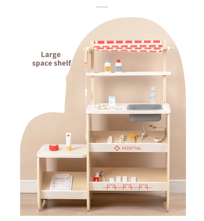 Wooden Simulation Medical Clinic Stand Children's Role Pretend Play ...