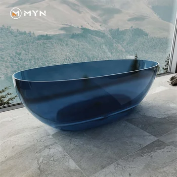 Solid Surface Translucent Treasure Transparent Resin Bathtub Soaking ...