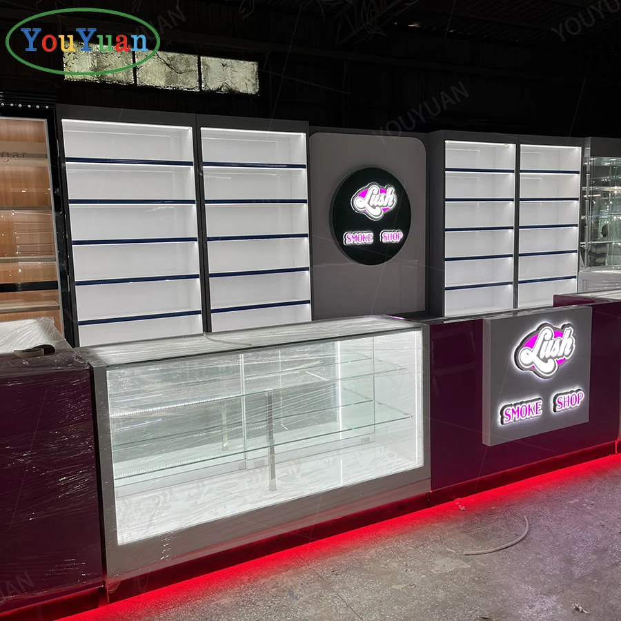 Modern Store Showcase Smoke Shop with Display Rack Shop Design Optical ...
