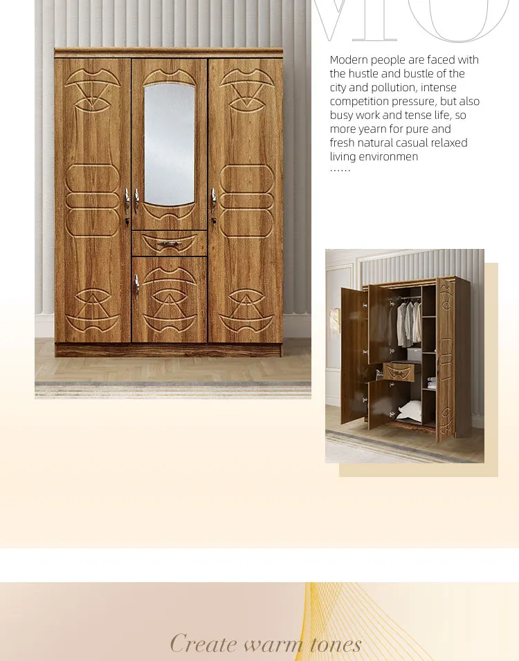 Modern Design Mdf Panel Wood 4 Door Bedroom Wall Storage Modern Design ...