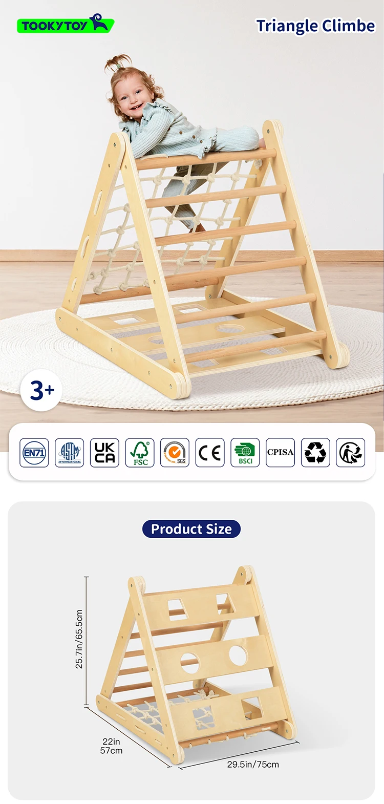 Wooden Small Indoor Double-sided Climbing Triangle Climbing Ladder Mini ...