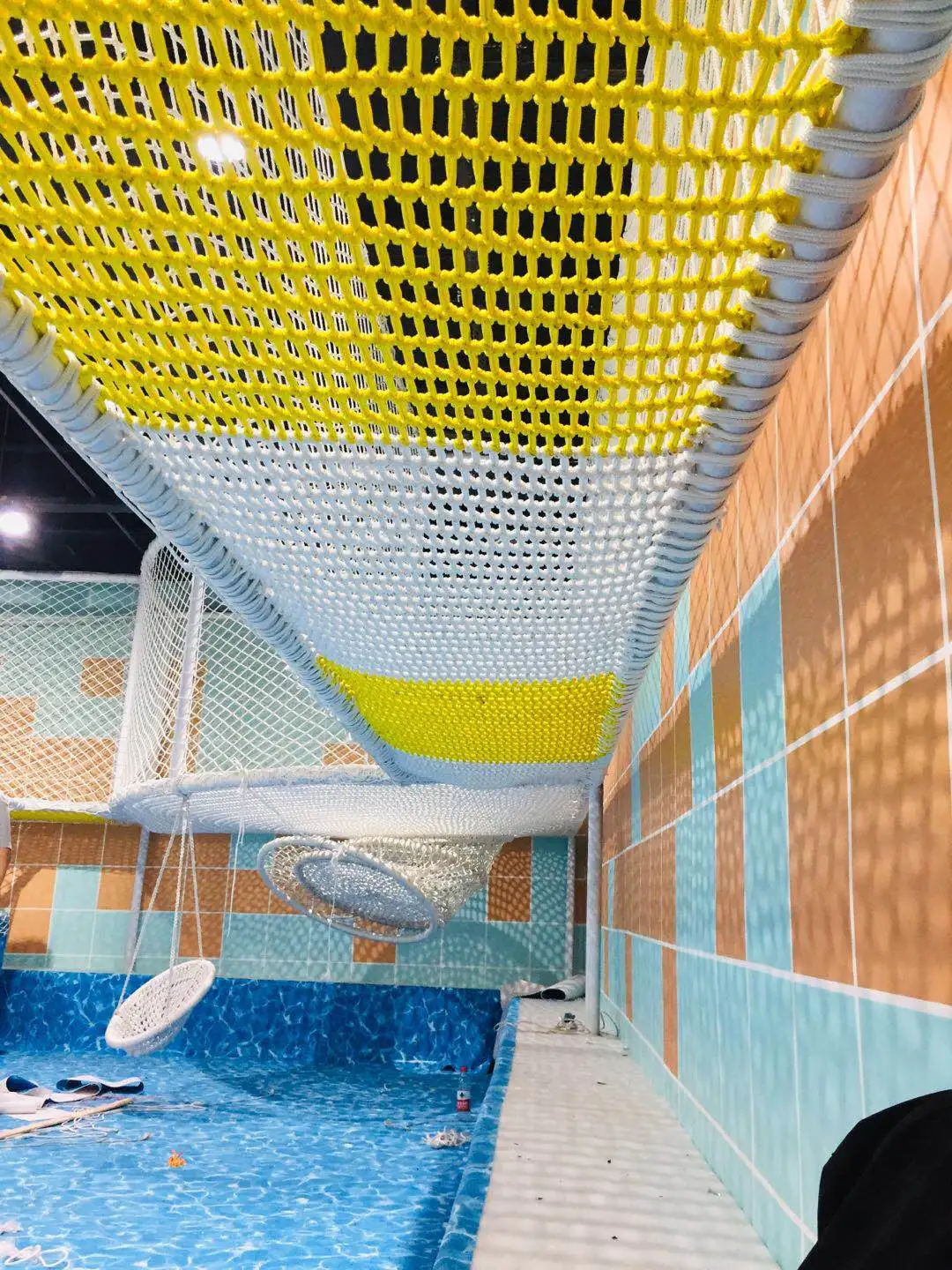 Beehive Rainbow Climbing Net Playground With Hanging Ball Swing For ...