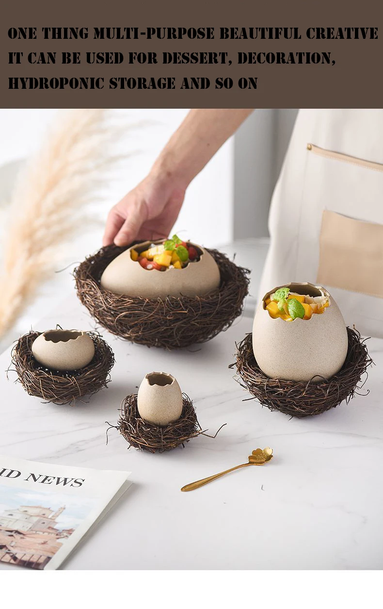 Sustainable Porcelain Bird's Nest Egg Ceramic Bowl For Restaurants & Home
