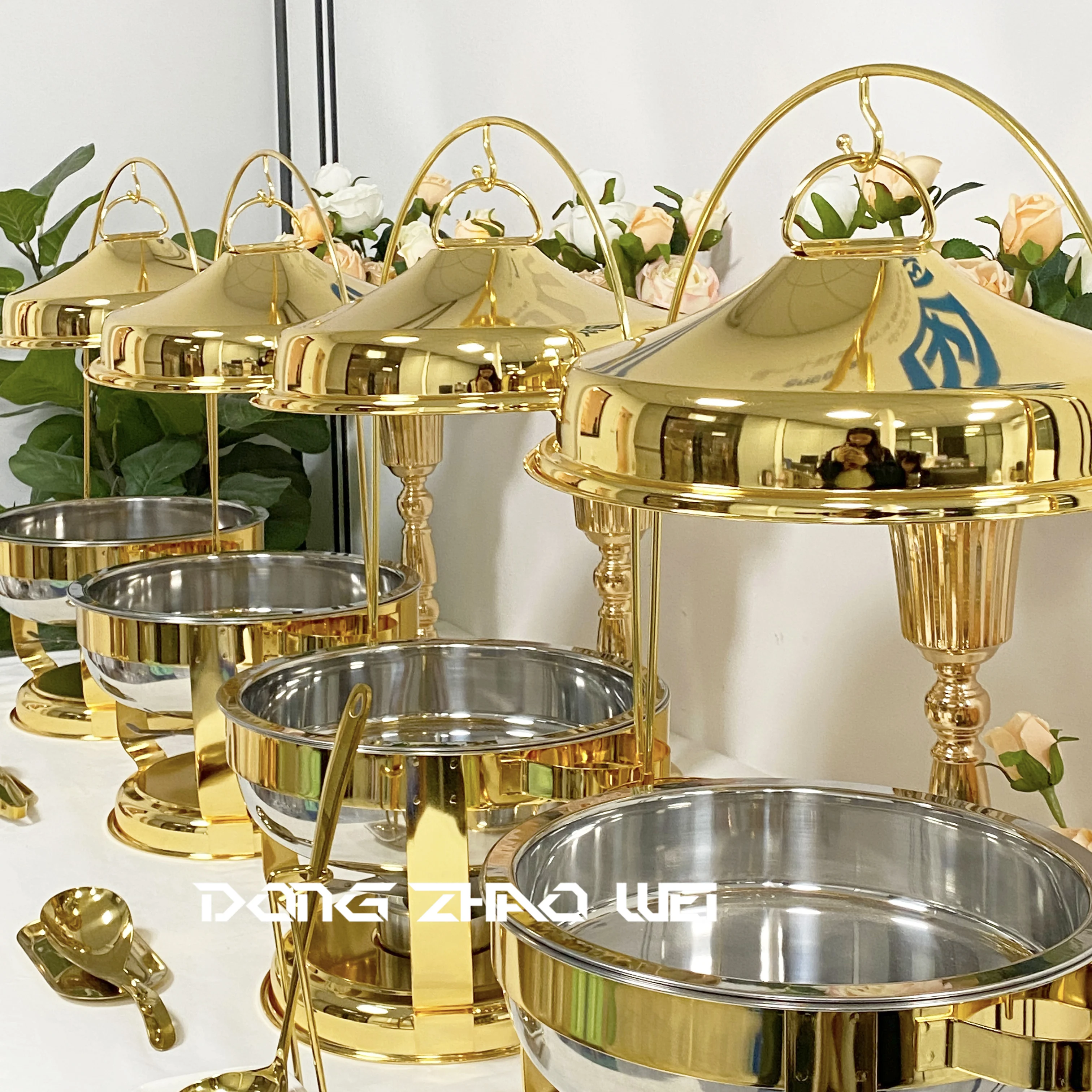 New Design Chafing Dish 8l For Hotel Decorative Fancy Luxury Gold Chafing Dish Buffet Set With ...