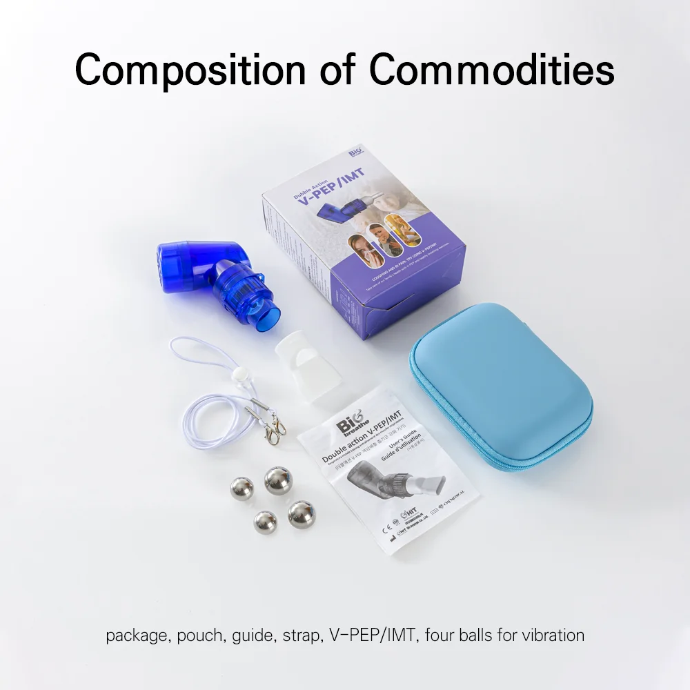 BigBreathe 더블 액션 V-PEP/IMT 휴대용 호흡기 근육 RMT 트레이너 폐 운동기 호흡 운동 훈련 장치 ...