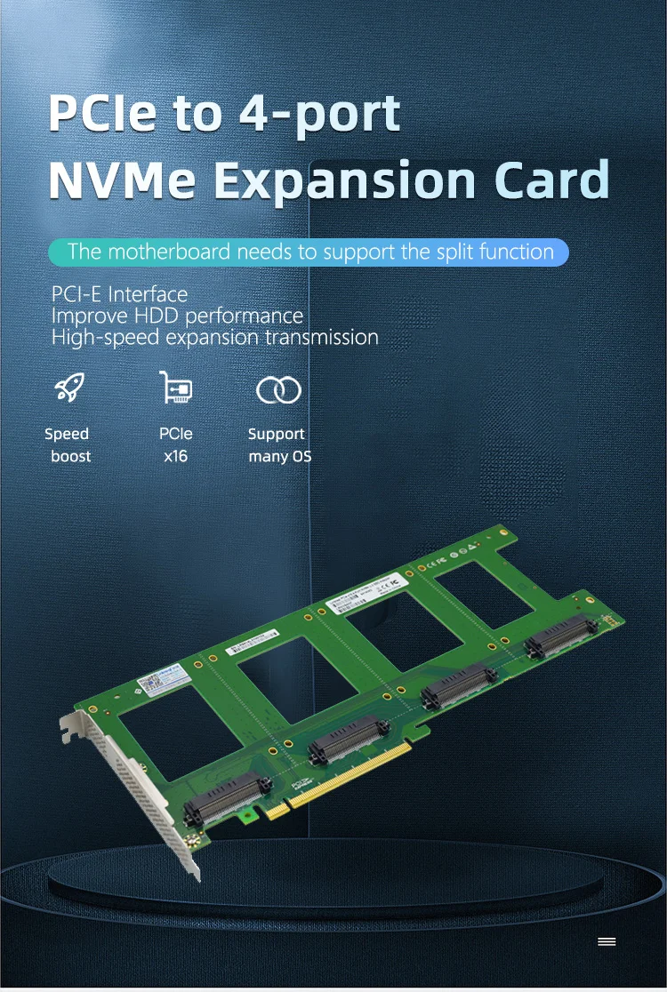 Hot Selling Pcie X16 to 4-Port U.2 SSD Nvme Card by Linkreal