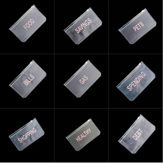 A5 A6 Cash Pocket Frosted Transparent Ziplock Money Pouch Label ...