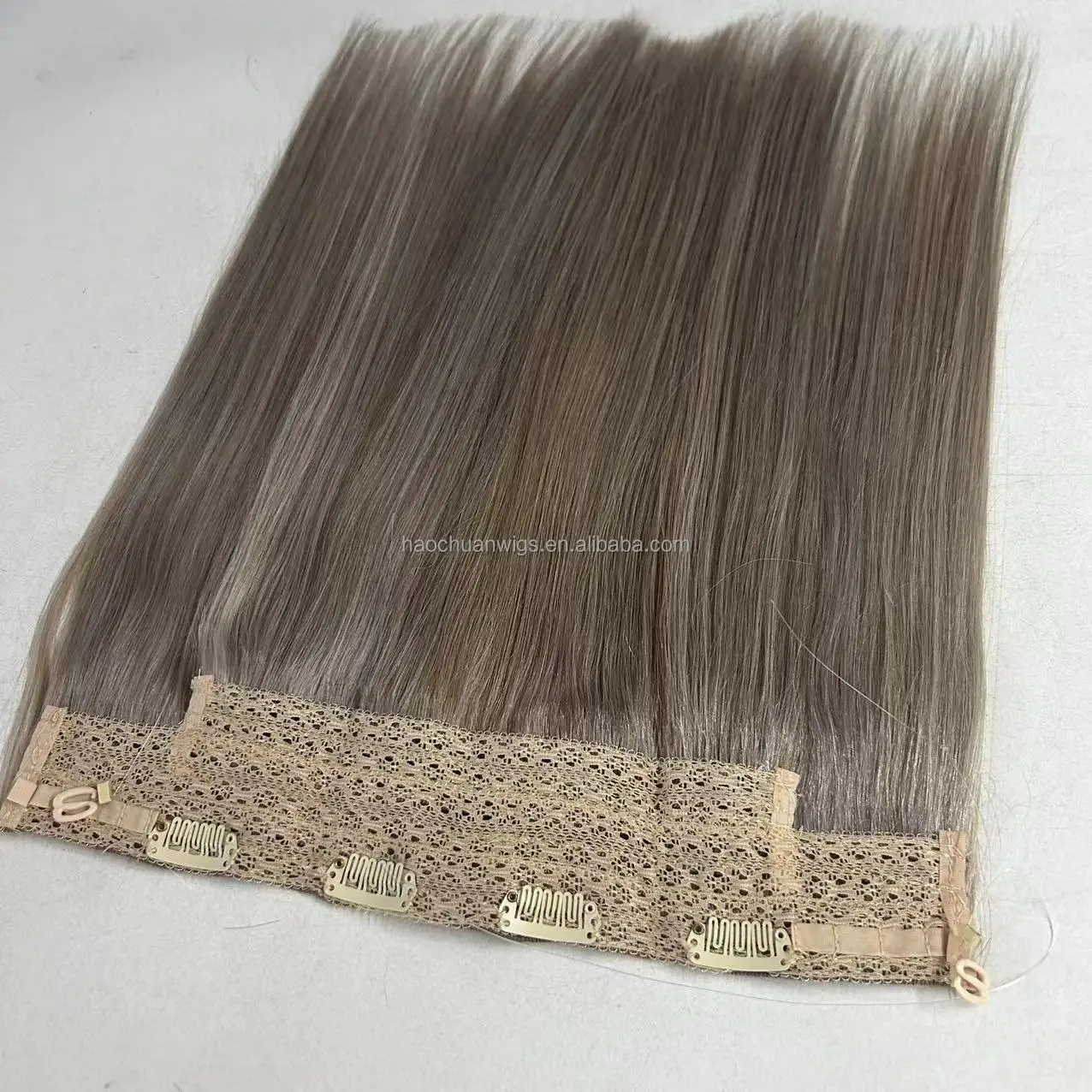 Real Human Hair One Hairpiece For A Full Head With Invisible Fish Line ...