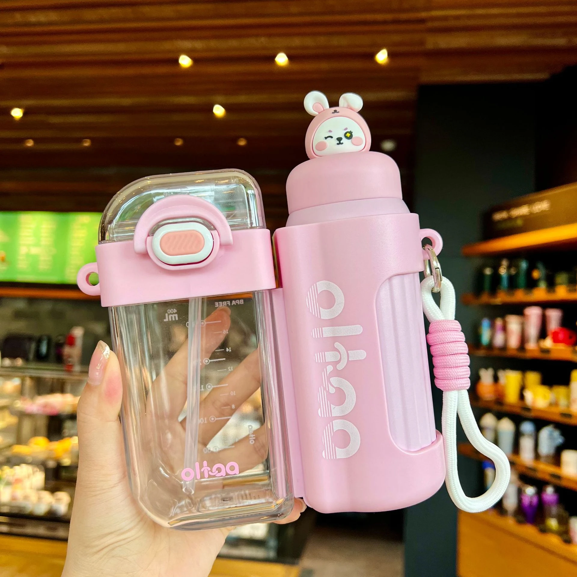 Jn30 Straw Fancy Plastic Stainless Steel Water Bottles Double Drink Cup ...