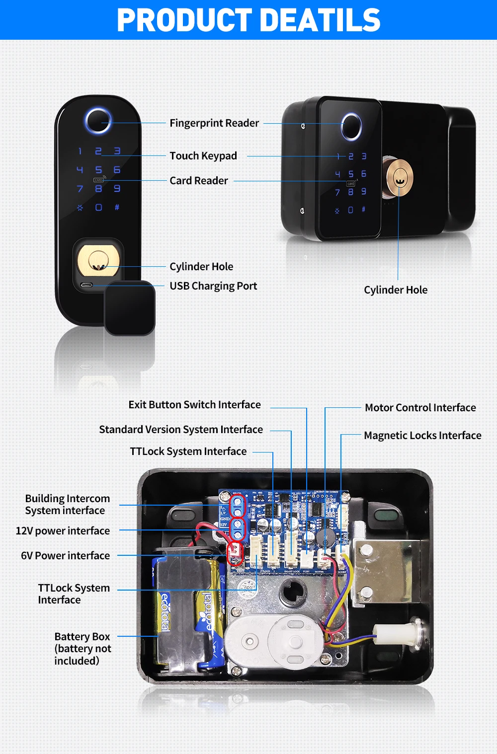 Waterproof Outdoor Smart Lock With Ttlock App & Fingerprint Reader For ...