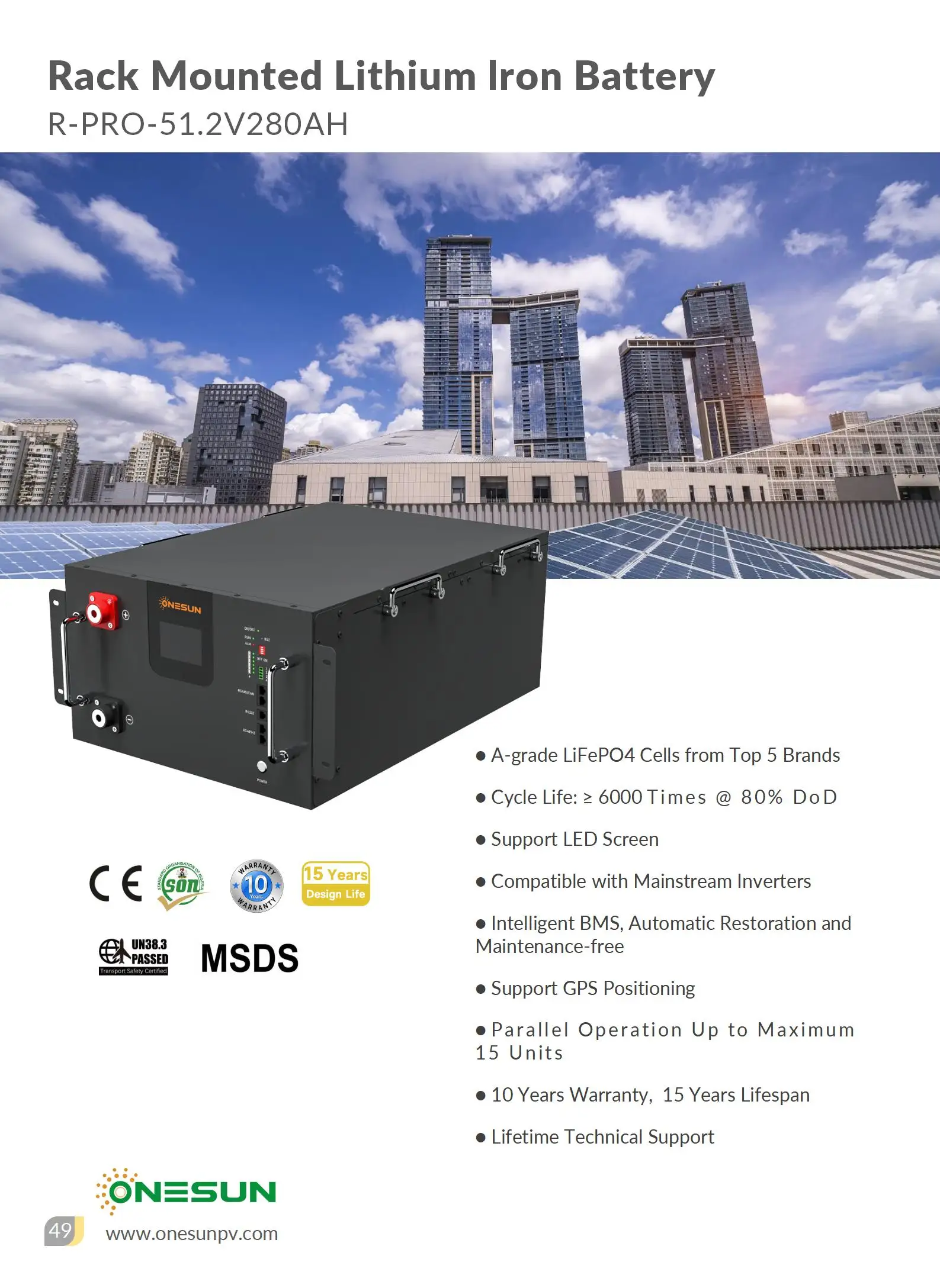 Lithium Battery Wall Solar Power 51.2V 280Ah Industrial Battery 215 ...