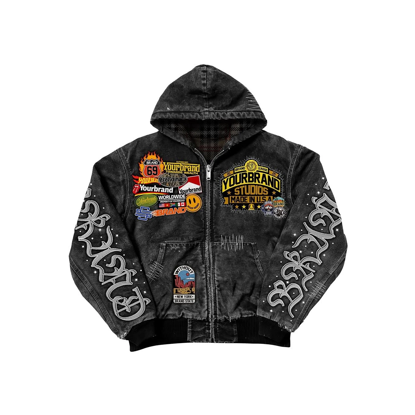 Customs Heavy Weight Embroidery 500 Gsm French Terry Hoodies