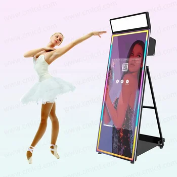 Picture Mirror Booth Selfie Mirror Booth Led Lights Kiosk Machine 43 Inch Touch Screen Photo ...