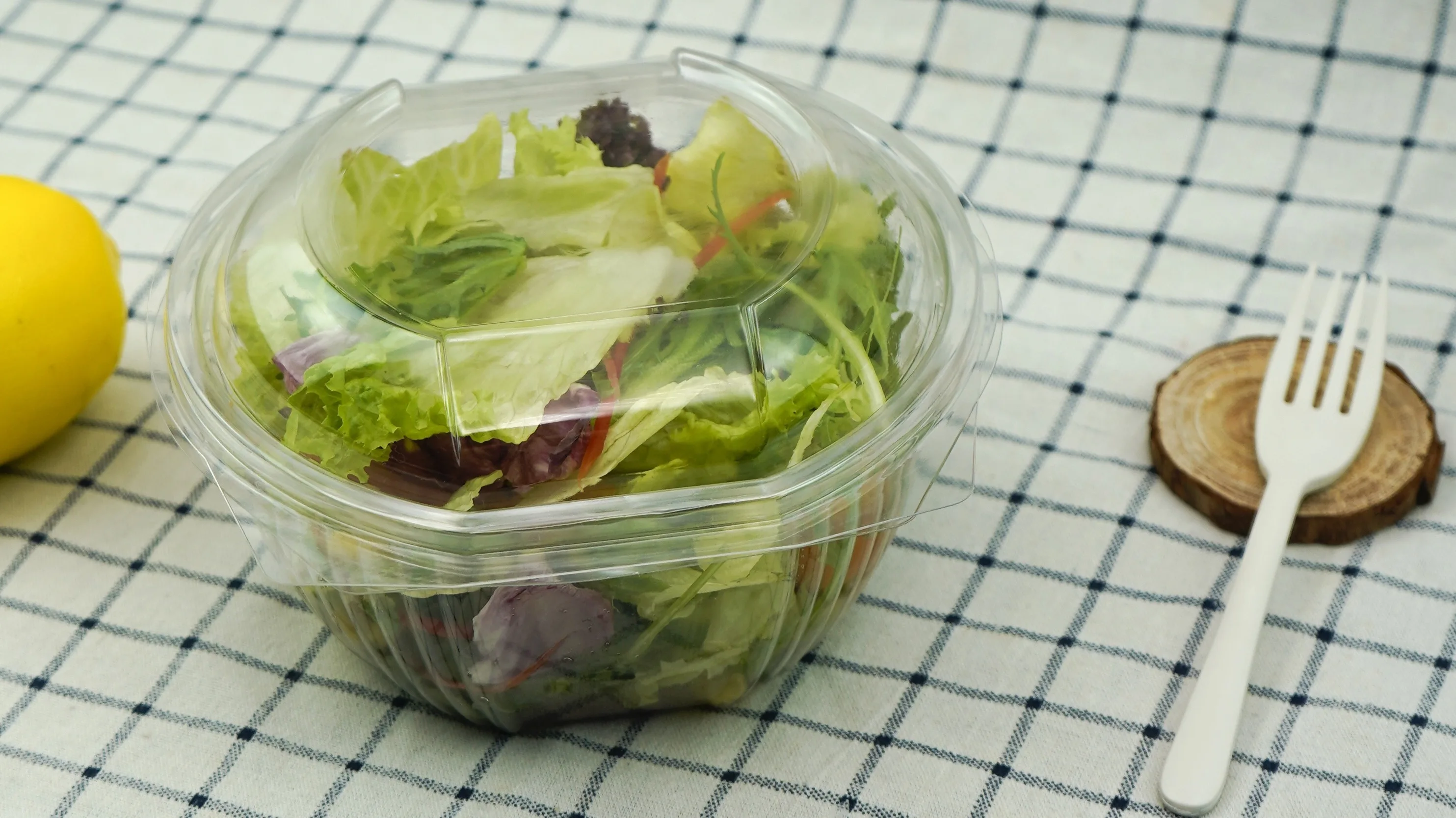 Clear Plastic Hinged Salad Container Disposable Plastic 32oz Salad Bowl ...