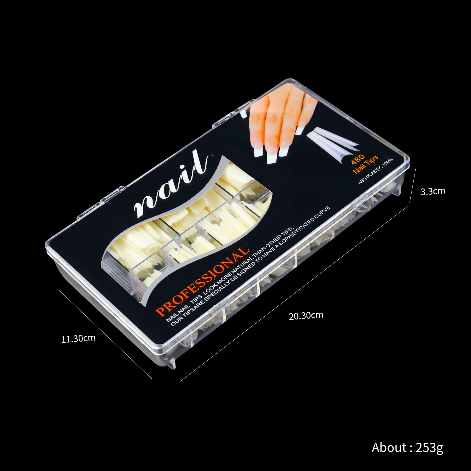 Misscheering New Porcelain Clear Boxed Nail Tips Ultra-thin Seamless ...