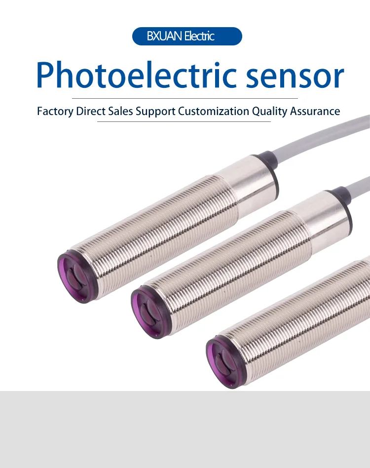 Bxuan M12 Npn Pnp Copper Nickel Plated Metal Shell Low Price Diffuse Reflection Photoelectric ...