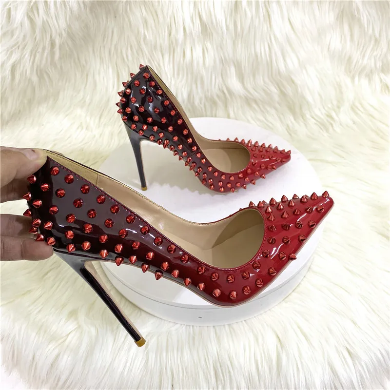 Ubililia Customize 12cm 10cm 8cm Sexy Studded Mental Rivets Pumps ...