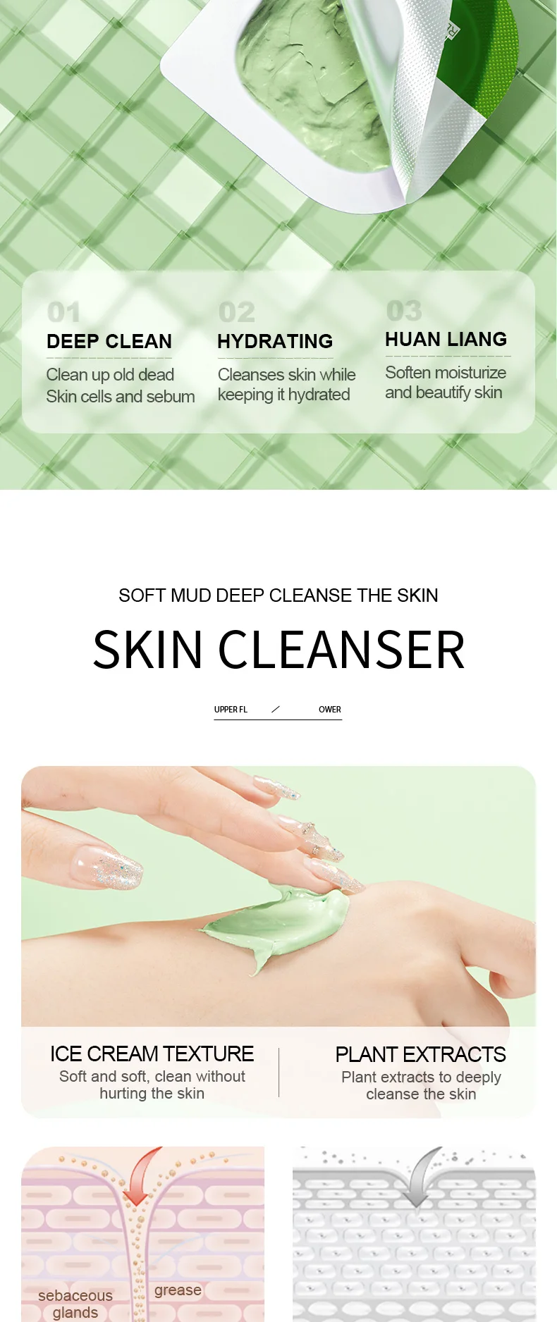 SADOER Customized Organic Clay Green Tea Ginger Mud Mask