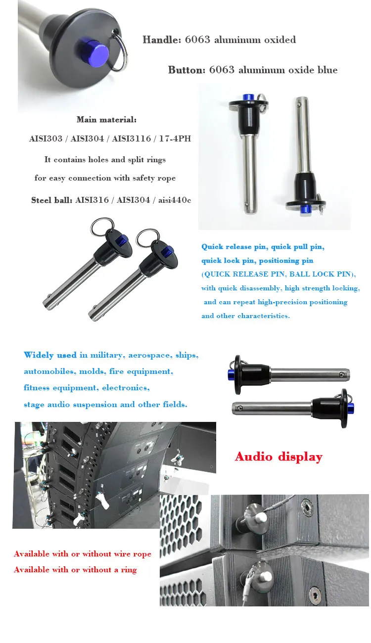 Stainless Steel Retractable Spring Plunger Push Button Ball Lock Quick ...