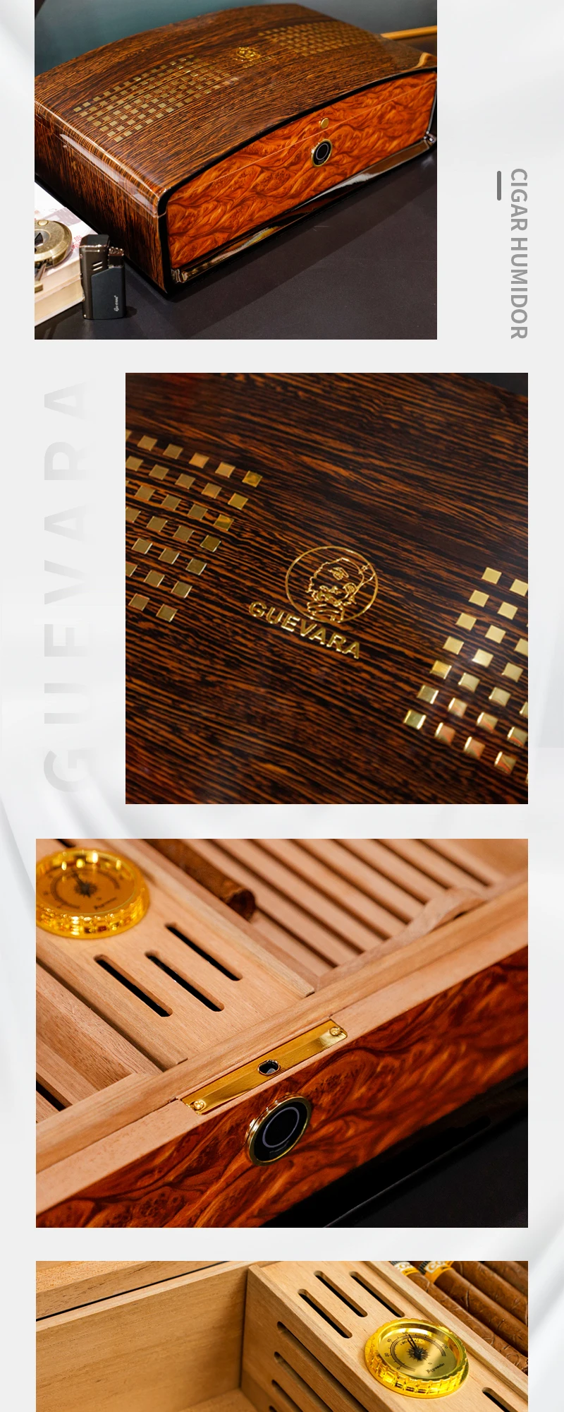 Highend Cedar Wood Lock Box with Fingerprint Lacquer Technics Elegant ...